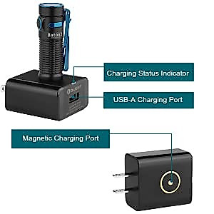 OLIGHT MCA Magnetic Charging Adapter Compatible with Some of Olight Rechargeable Flashlights (Black)