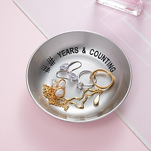 Quany Life 10 Year Anniversary Tin for Her Him - Wedding Tin Jewelry Ring Holder Dish, 10 Year Anniversary Tin Gifts for Wife, Couple, Parents, Friend Her Him