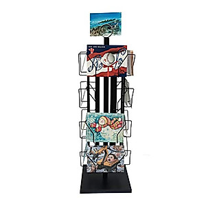 FixtureDisplays® Adjustable Greeting Card Rack 4x6"-7x5" Horizontal Vertical Post Card Display .Pocket Size: 4.5-9.9" Wide X 5.8" Tall, 16 Pockets 11602-BLK-NEW-NPF