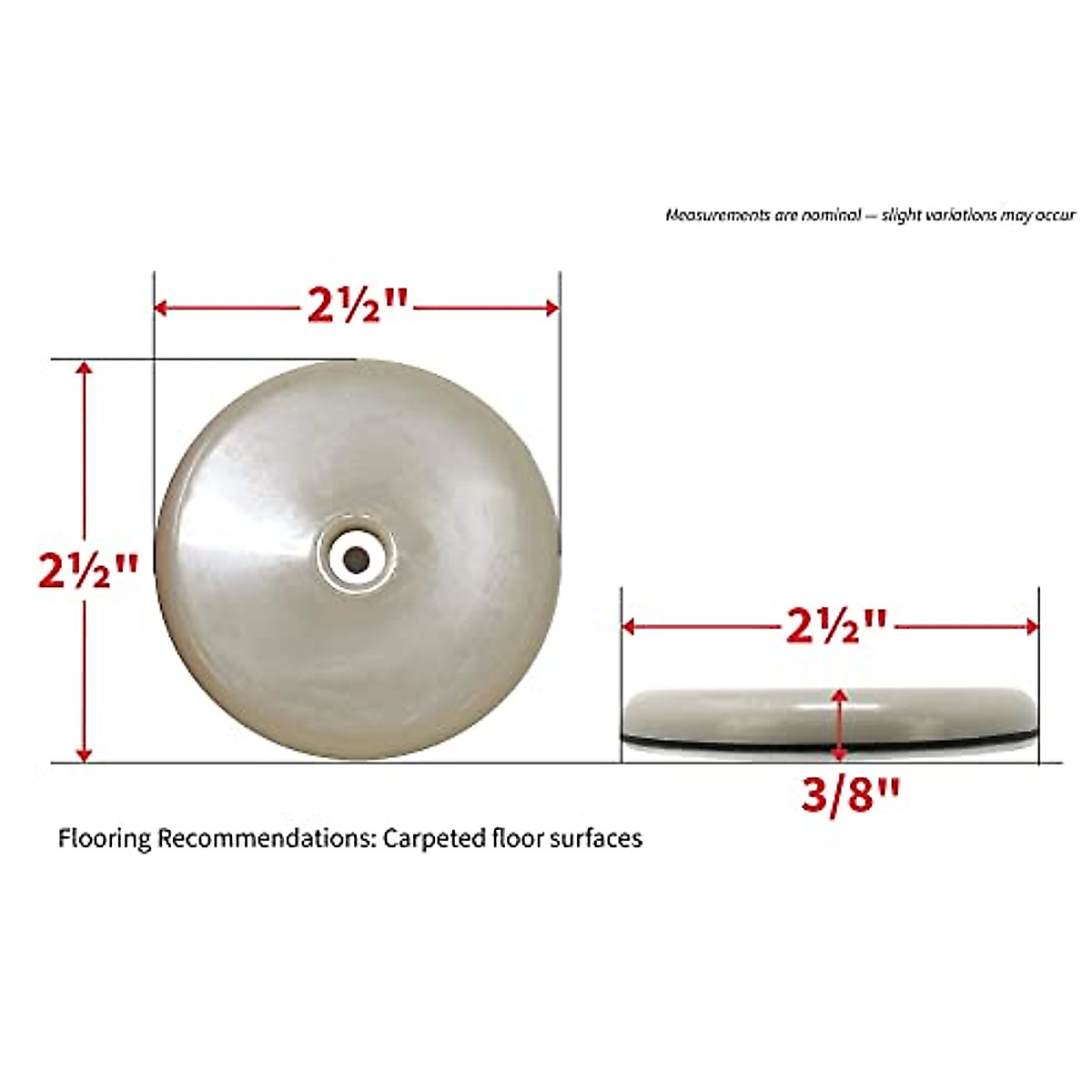 Shepherd Hardware 9454 2-1/2-Inch Round, Adhesive Slide Glide Furniture Sliders, 4-Pack , Beige