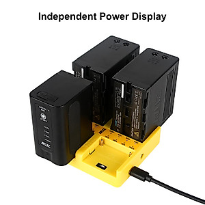ZITAY 4 Channel NPF Battery Charger, Smart 4Bay PD 60W Fast Charger 4 Slot Simultaneous Charging Hub Fast Charger Compatible for Sony NP F970, F550, F570, F750, F980, F770, F960, F530, F330, 6KPRO