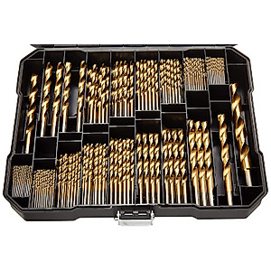 Metric 230 Pieces Titanium Twist Drill Bit Set, 135° Tip High Speed Steel, Size from 1mm up to 10mm, Ideal Drilling in Wood/Cast Iron/Aluminum Alloy/Plastic/Fiberglass, with Hard Storage