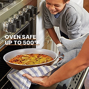 EPPMO Healthy Ceramic Skillet With Stay Cool Bakelite Handle, Small Open Fry Pan Without Lid, Brown, 8 Inch