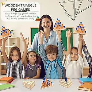 Haconba 8 Packs Wooden Triangle Peg Games Family Wooden Board Game Learning Puzzles Strategy Toy for Travel Gathering Teens Adult