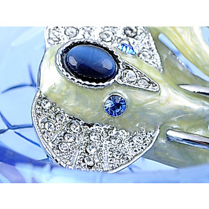 Alilang Crystal Sapphire Eyed Pearlescent Paint Elephants Pin Brooch
