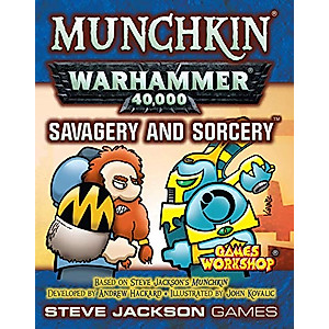 Steve Jackson Games Munchkin Warhammer 40,000: Savagery and Sorcery Card Game (Expansion) | 112 Cards | Family Game | Fantasy Adventure RPG | Ages 10+ | 3-6 Players | Avg Play Time 120 Min