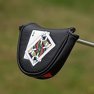 Craftsman Golf Magnetic Closure Poker Blackjack Ace Jack of Spades Black Mallet Putter Cover Headcover for Scotty Cameron 2022 Phantom X5 Etc.