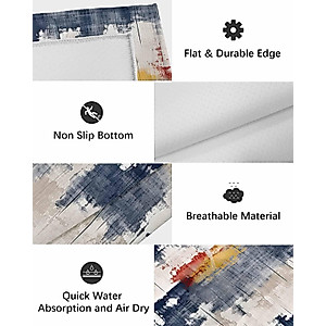 Minimalist Abstract Outdoor Rugs for 4'x6' Patios Clearance, RV Camping Mat Rug Portable Outside Rug Indoor Outdoor Area Rug Mat for Beach Deck Pool Navy Blue Modern Painting Art