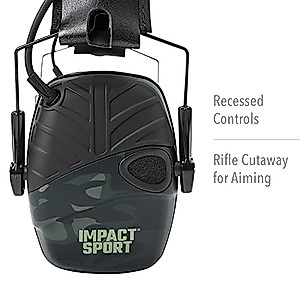 Howard Leight by Honeywell Impact Sport Sound Amplification Electronic Shooting Earmuff, MultiCam Black (R-02527)