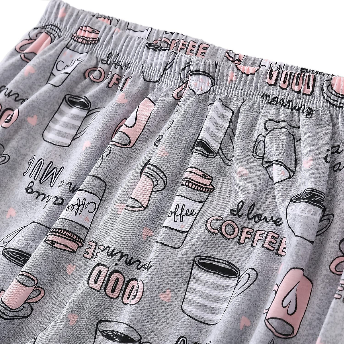 QUCH Womens Pajama Sets Plus Size Sleepwear Tops with Capri Pants Cotton Pajamas Set for Women Soft Comfy Cute Pj Sets Gray Cup 3XL