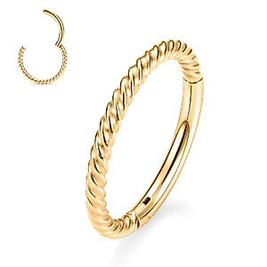 FUNLMO 16g Nose Ring Hoop 316L Surgical Steel Septum Ring Conch Daith Tragus Rook Piercing Jewelry Cartilage Helix Earring Lip Ring 10mm Gold