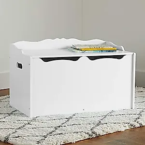 Amazon Basics Kids Toy Box, Wooden Organizer Storage Chest,White, 30" x 18" x 19"