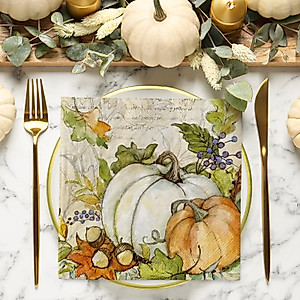 AnyDesign 80Pcs Fall Paper napkins Rustic Vintage Autumn Pumpkin Luncheon Napkins Farmhouse Dessert Dinner Hand Napkin for Thanksgiving Harvest Wedding Birthday Supplies, 6.5 x 6.5 Inch