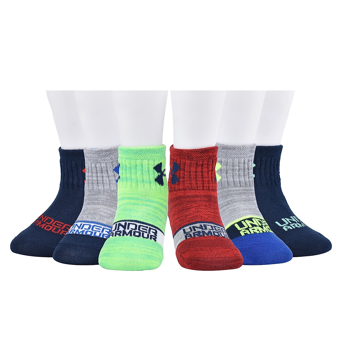 Under Armour Boys Multi Pack Quarter Sock, Color Block, 2T-4T