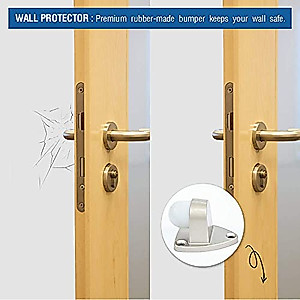 CG PLUS Floor Door Stopper with Rubber pad 2pack, Circle Shaped Door Stopper, Protecting Wall (2.7inch x 2pack, Satin Nickel)