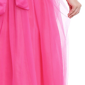 Flower Girl Long Princess Dress Vintage Lace Maxi Gown Kids Formal Wedding Bridesmaid Pageant Tulle Dresses Little Big Girls Elegant Bowknot Dance First Communion Birthday Prom Dresses Hot Pink 5-6Y