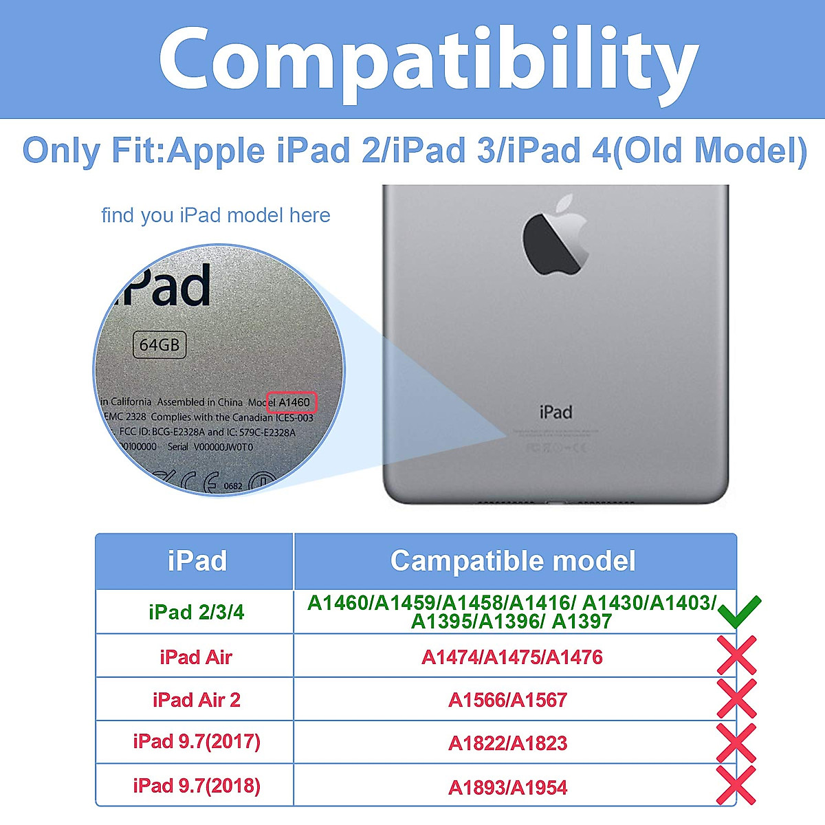 ProCase Rugged Heavy Duty Case for iPad 2 3 4(Old Model), Shockproof 360 Degree Rotatable Kickstand Protective Cover Case for iPad 2nd/iPad 3rd/iPad 4th -Black