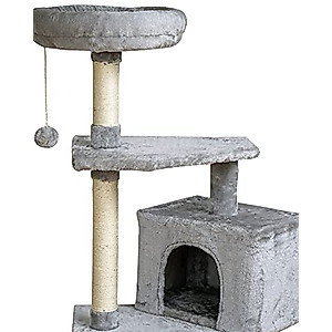 FISH&NAP Cat Tree for Indoor Cat Tower Cat Condo Sisal Scratching Posts with Jump Platform Cat Furniture Activity Center Play House Grey