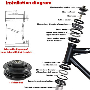Farbetter 1-1/8" Heavy Duty Headset Top Cap Bearings, 34mm/ 44mm Diameter Threadless Stem Tapered Sealed BMX Bearing Nuts (34mm)