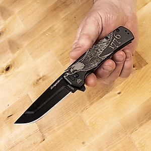 OUTDOOR EDGE RAZOR VX5 | Black Bald Eagle | Replaceable Blade EDC Folding Knife | 3" Blade, Ceramic Ball Bearings, Carbon Fiber Handle, Reversible Pocket Clip | Cool Knife for Men