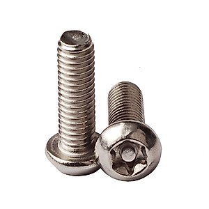 M6 x 12mm Pin in Head Torx Screws,304 Stainless Steel Pin Torx Button Head Security Screws,Right Hand Threads,Metric,50-Pieces