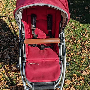 Baby Stroller Leather Armrest Handle Cover Compatible with Uppababy Vista V1/V2 Stroller, Bumper Sleeve Case Bar Protective Covers Pram Accessories (for Kid Handle Brown)