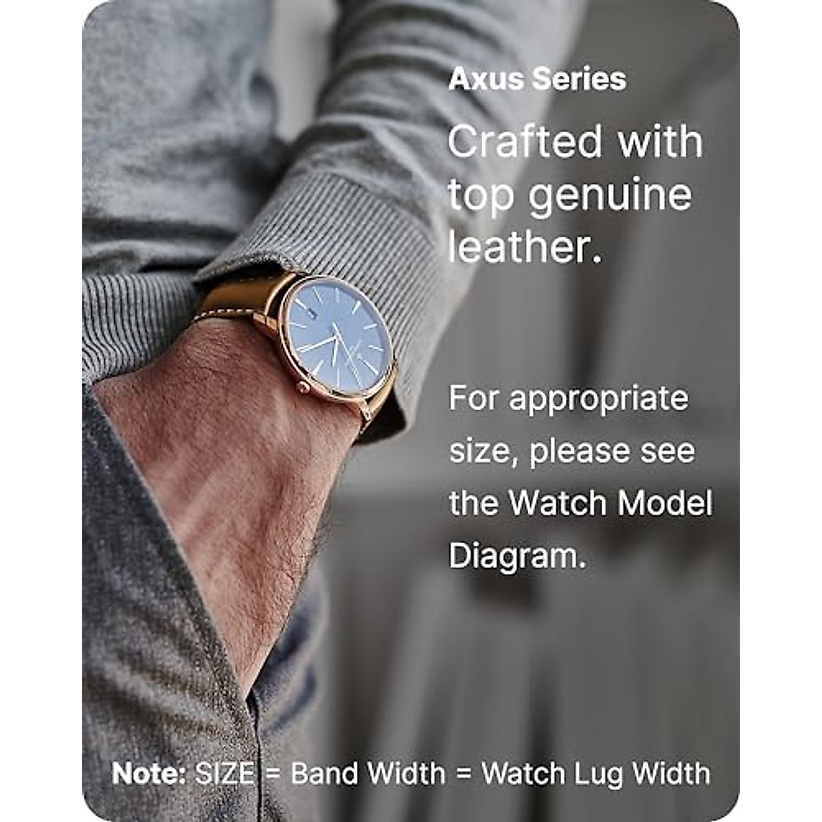 12 Colors for Quick Release Leather Watch Band, Fullmosa Axus Genuine Leather Watch Strap,Brown,22mm