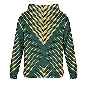 Comigeewa Sudaderas con capucha geométricas 3D unisex Sudadera con capucha de bolsillo delantero capucha Hip Hop Sudaderas larga,5-1-Green,XX-Large