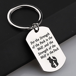 BEKECH The Book Inspired Gift Wolf Quote Keychain For the Strength of the The Wolf Keychain Inspirational Community Gift for Coworker Colleague Friends (silver)