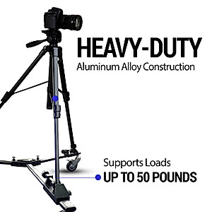 Vidpro PD-1 Professional Tripod Dolly - Heavy Duty with Adjustable Leg Mount with Locking Wheels and Carrying Case Compatible with Most Tripods Perfect for Cameras Camcorder and Lighting Equipment