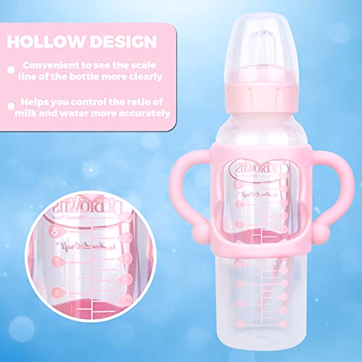 4Pack Bottle Handles for Dr Brown Narrow Baby Bottles, Baby Bottle Holder with Easy Grip Handles to Hold Their Own Bottle, Silicone Hands Free Bottle Feeder,