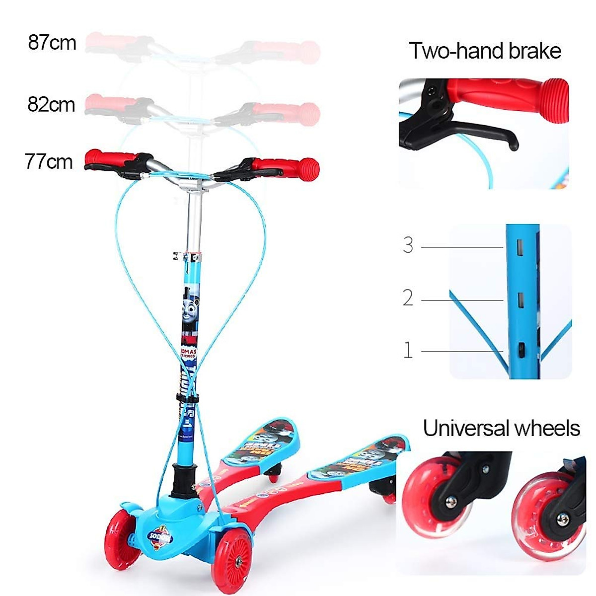 ygqtbc Swing Scooter Foldable Wiggle Kick Scooters Self Propelling Speeder Outdoor Sports with Height Adjustable Handlebar for Boys/Girl/Kids (Color : Purple)