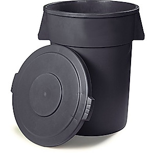 CFS 34104523 Bronco Polyethylene Round Lid, 26.88" Diameter x 2-1/4" Height, Gray, for 44 Gallon Trash Containers