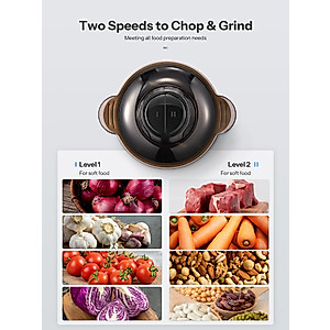 Food Processors with 2 Large Bowls(12 Cup+12 Cup), Reemix Electric Chopper with Powerful 500W Copper Motor, 4 Bi-Level Blades for Fruits, Meat, Vegetables, Baby Food, Nuts, 2 Speeds