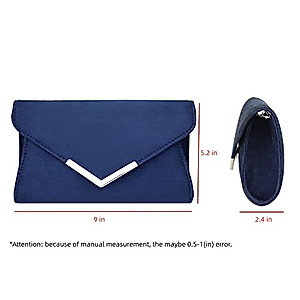 Milisente Solid Clutch Purses For Women Large Wedding Suede Purses For Ladies Evening(Navy Blue)