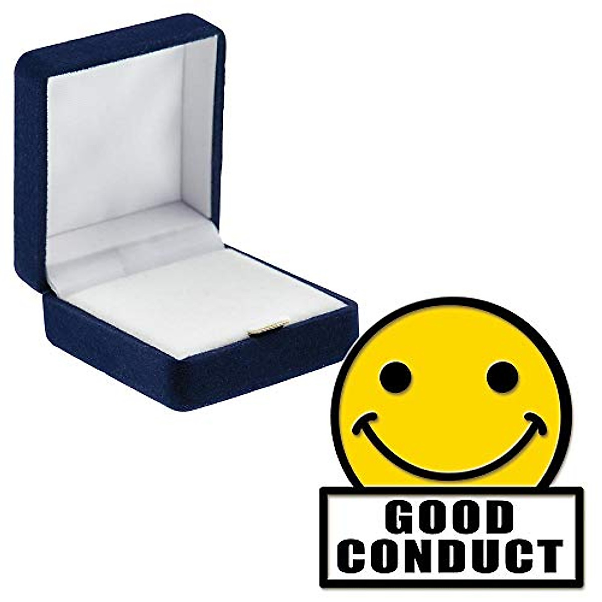 Crown Awards Good Conduct Smile Pins, Good Conduct Smile Pin with Blue Velvet Presentation Case, 30 Pack, Prime