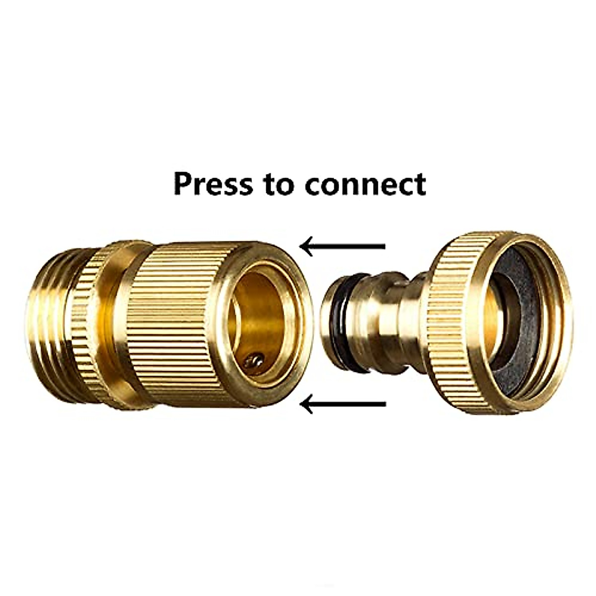 KECOFLY Garden Hose Quick Connect Solid Brass Quick Connector Male and Female Garden Hose Fitting Easy Connect Water Hose Connectors 3/4 inch GHT (2 Sets)