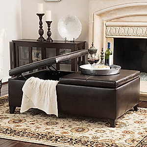 Christopher Knight Home Lanister PU Storage Ottoman, Medium, Brown