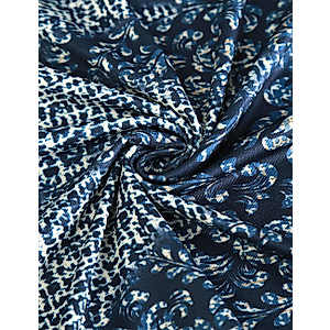 BAISHENGGT Womens Tunics Notch V Neck Tops 3/4 Sleeve Work Blouses Dressy Casual Going Out Shirts X-Large Navy Tribal