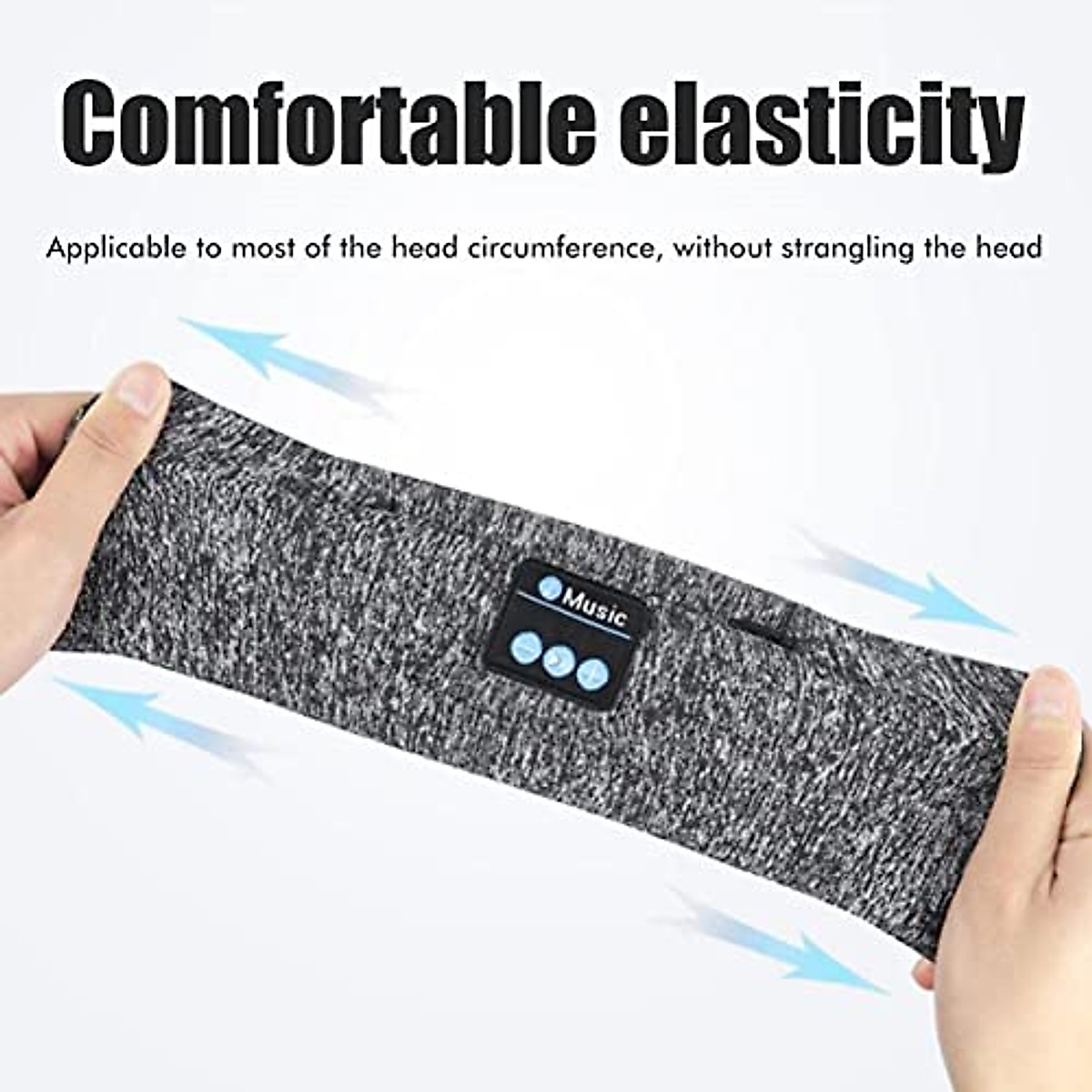 HaetFire Sleep Headphones Wireless Sports Headband, Sleeping Headsets Soft Elastic Band Music Headband Sweatband Earphone with Ultra-Thin Speakers Mic for Women Men Workout Running Yoga Travel