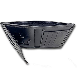 7 Point Star Recessed Badge Bifold WALLET, Genuine Leather Badge 2.87 x 2.85 & ID Holder 2.5 x 4 Credit Card WALLET