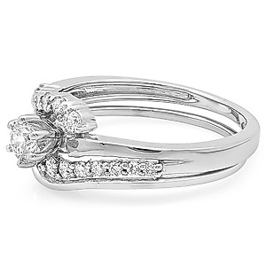 Dazzlingrock Collection 0.55 Carat (ctw) 14k Round Diamond Ladies Twisted Style Bridal Engagement Ring With Matching Band Set 1/2 CT, White Gold, Size 8