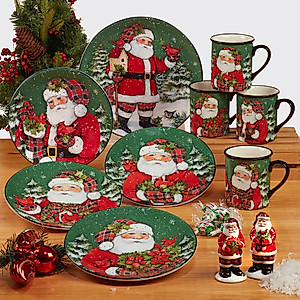Certified International Christmas Lodge Santa 6" Canape/Luncheon Plates, Small, Set of 4