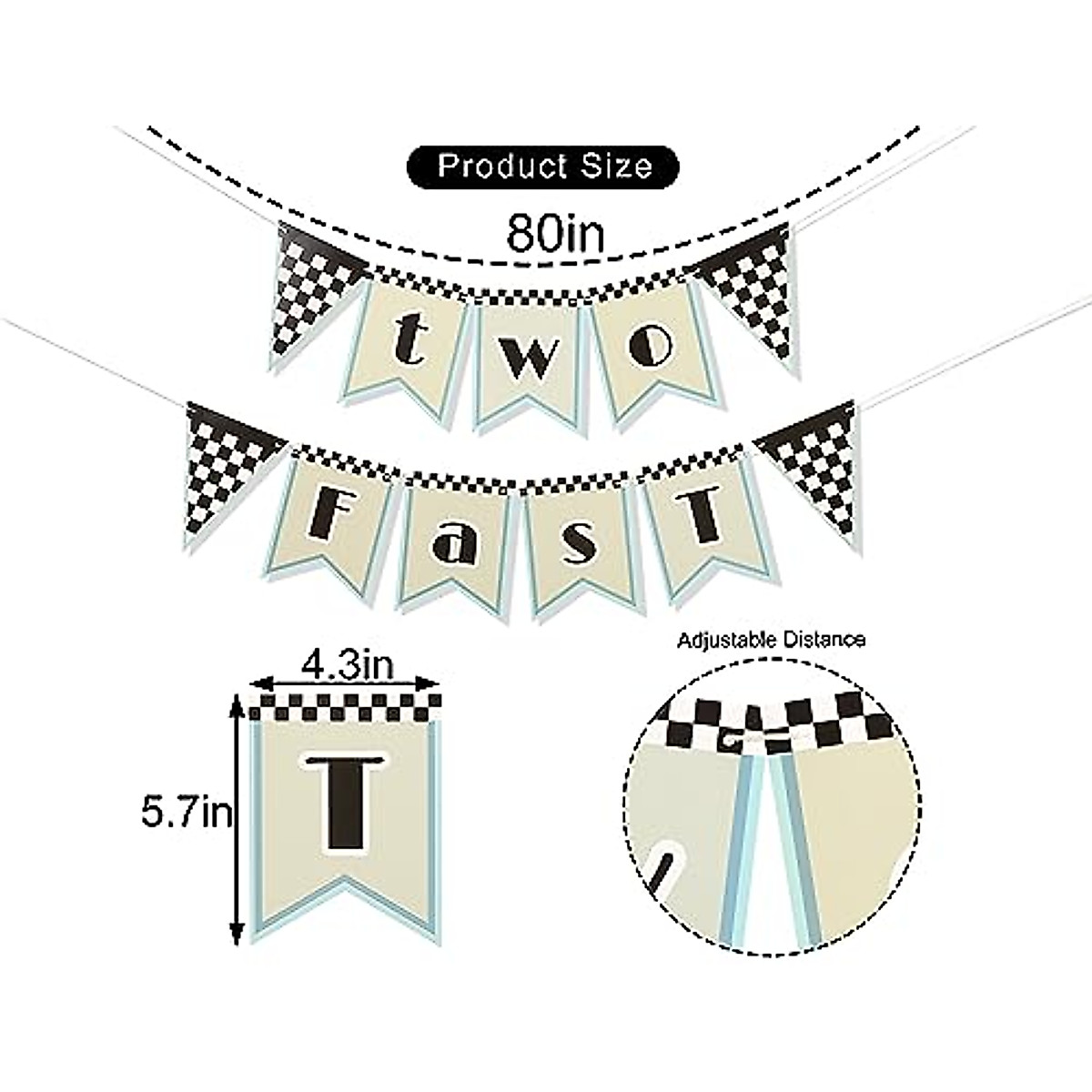 Two Fast Birthday Decorations - Two Fast Banner Racing Car Birthday Party Supplies 2nd Birthday Banner