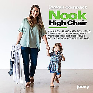 Joovy Nook High Chair Featuring Four-Position Adjustable Swing Open Tray, and Removable, Dishwasher-Safe Tray Insert for Easy Cleaning - Folds Down Flat for Easy Storage (Charcoal)
