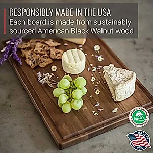 Made in USA Walnut Wood Cutting Board by Virginia Boys Kitchens - Butcher Block made from Sustainable Hardwood (17x11)