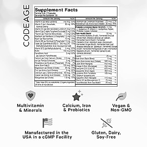 Codeage Teen’s Daily Multivitamin Supplement, 25+ Vitamins & Minerals for Teenage Boys & Girls, Organic Whole Foods Vitamins for Teenagers, Vitamin A, B, C, D, E, K, Omega-3, 60 Ct