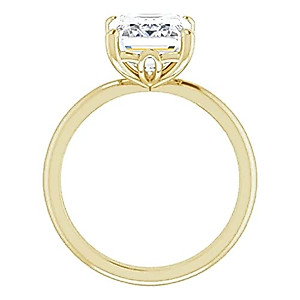 925 Silver, 10K/14K/18K Solid Gold Moissanite Engagement Ring 3.0 CT Emerald Cut Handmade Solitaire Ring, Diamond Wedding Ring for Women/Her Anniversary Proposes Gift, VVS1 Colorless