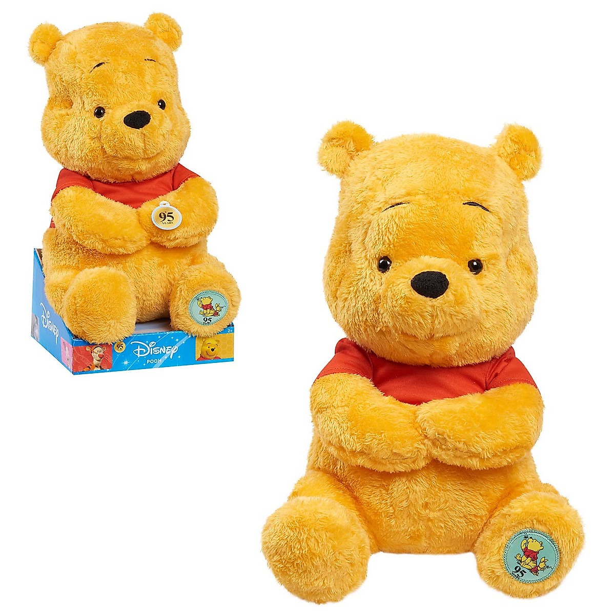 Just Play Disney Winnie The Pooh 95th Anniversary 13.5 Inch Large Plush, Stuffed Animal Teddy Bear for Kids, Kids Toys for Ages 2 Up