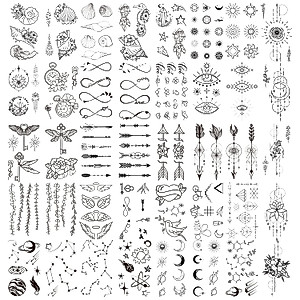 Cerlaza 100 Sheets Temporary Tattoos for Women Girls, 420 Mixed Styles Fake Tattoo Stickers that Look Real and Last Long, Realistic Henna Tattoo for Body Art Sticker
